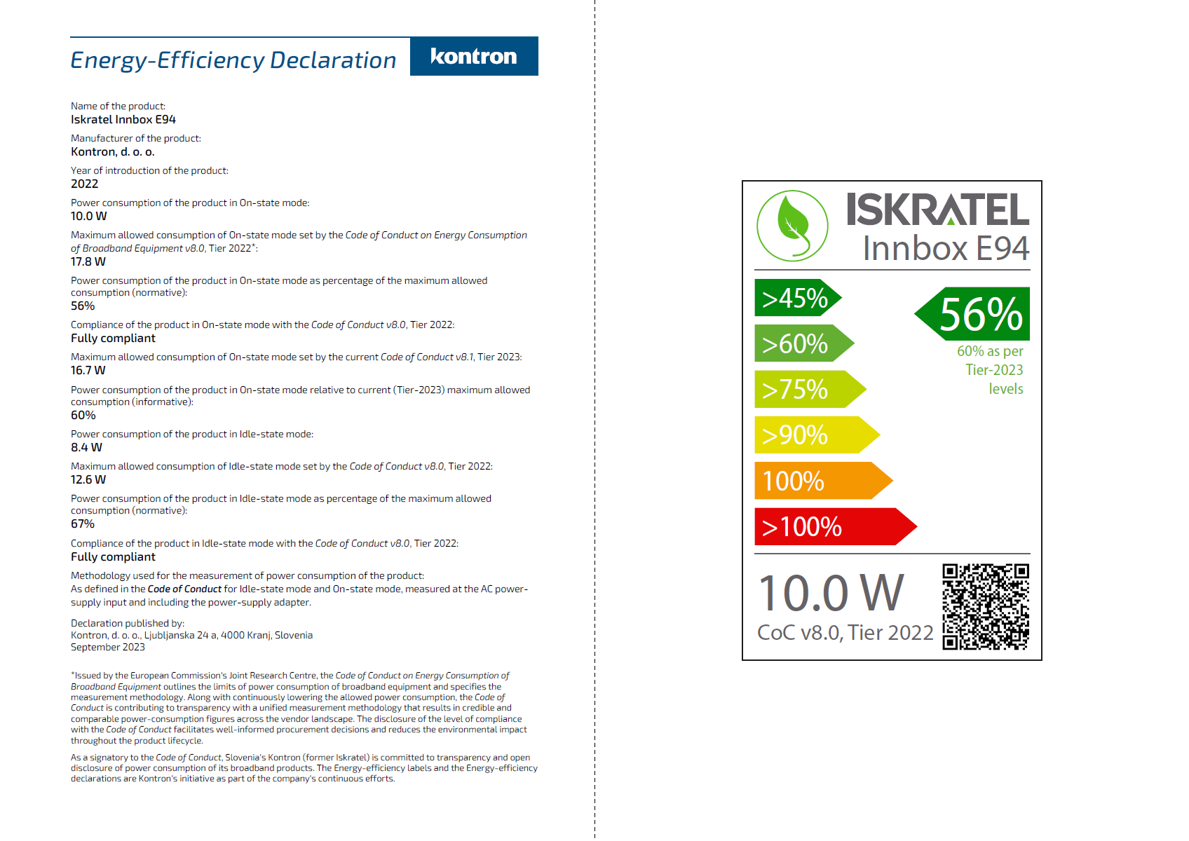 Kontron uvaja deklaracije o energetski učinkovitosti svojih izdelkov