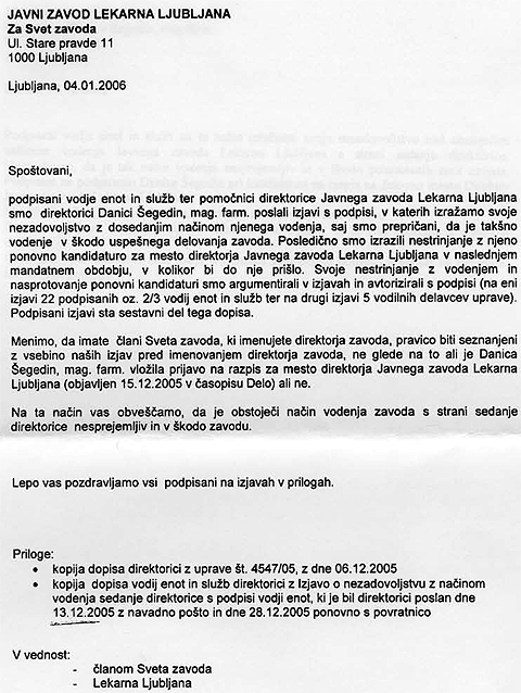 Klofuta zaposlenih prvi dami Lekarne Ljubljana