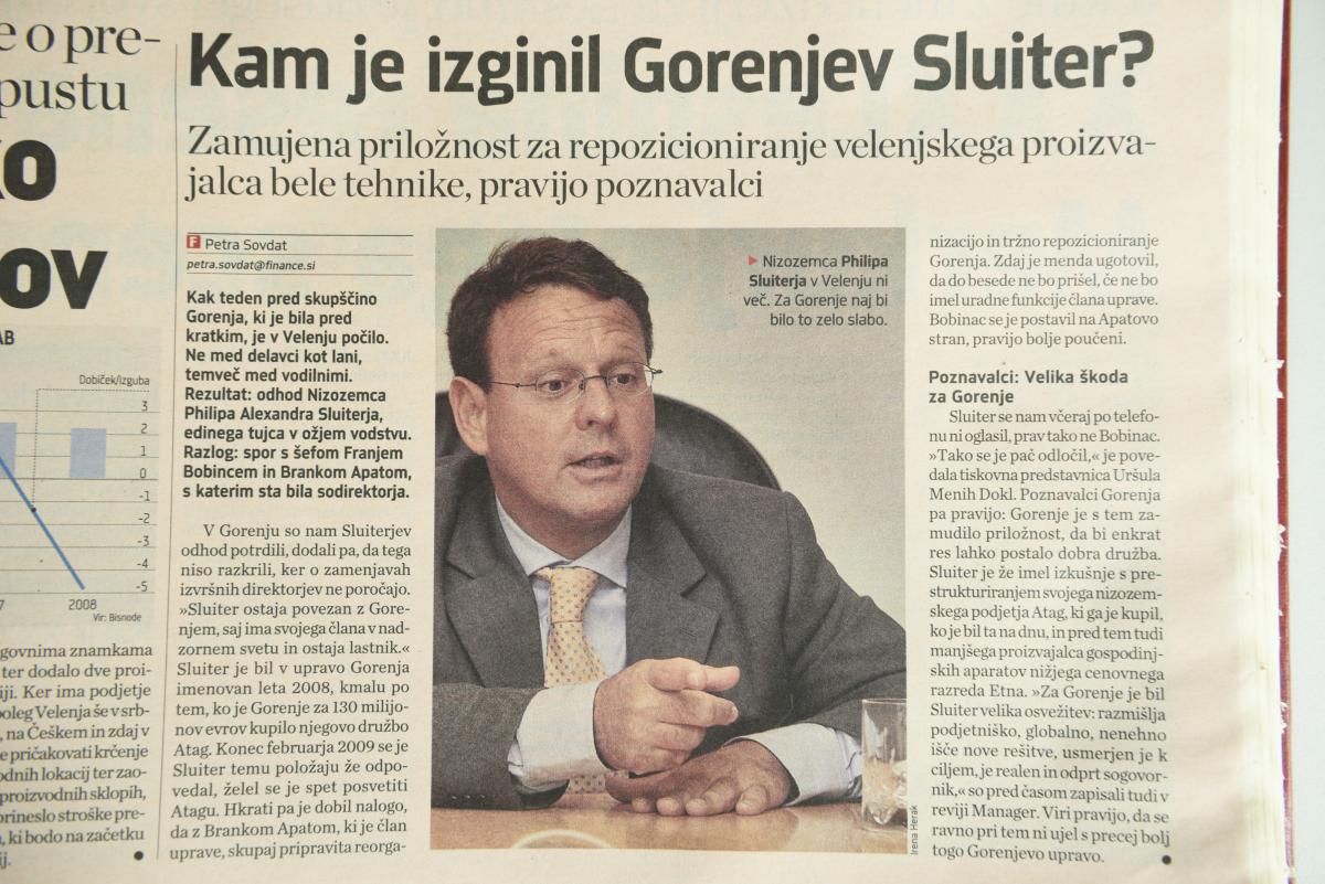 (intervju) Philip Sluiter: Gorenje je zelo bolno, je kronični bolnik ...