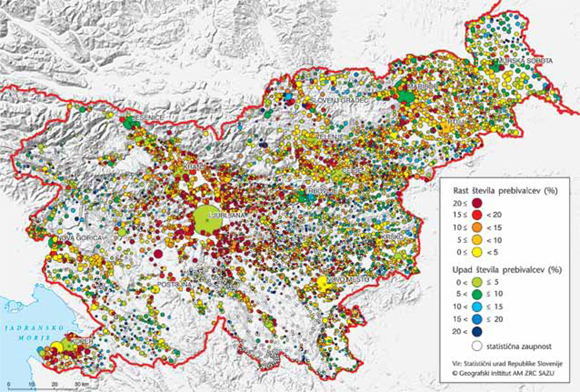 O Sloveniji: gostota in razporeditev prebivalstva